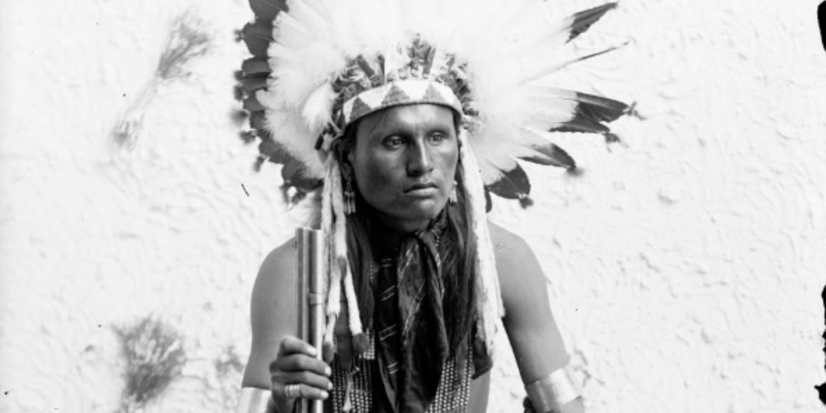 Studio portrait of Spotted Hawk, Cheyenne Indian
