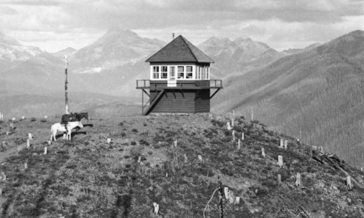 Historical Photo of Apgar Lookout Tower After Half Moon Fire, 1929